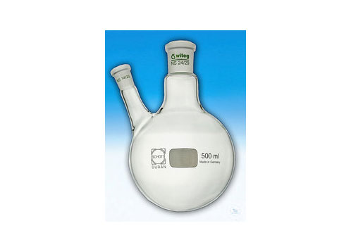 Matraz esférico, con 2 bocas esmeriladas, boca lateral en ángulo 20º ...